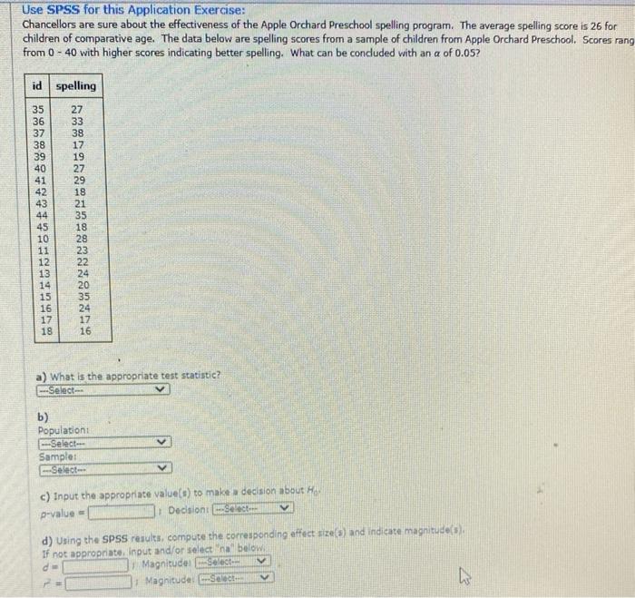 Solved Use SPSS for this Application Exercise: Chancellors | Chegg.com