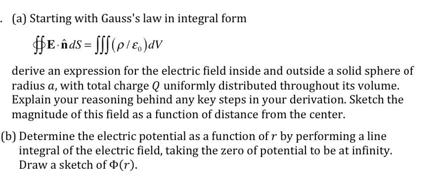 Solved (a) ﻿Starting with Gauss's law in integral | Chegg.com