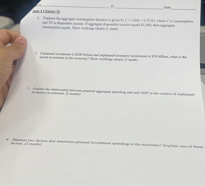 Solved 1. Suppose the aggregate consumption function is | Chegg.com