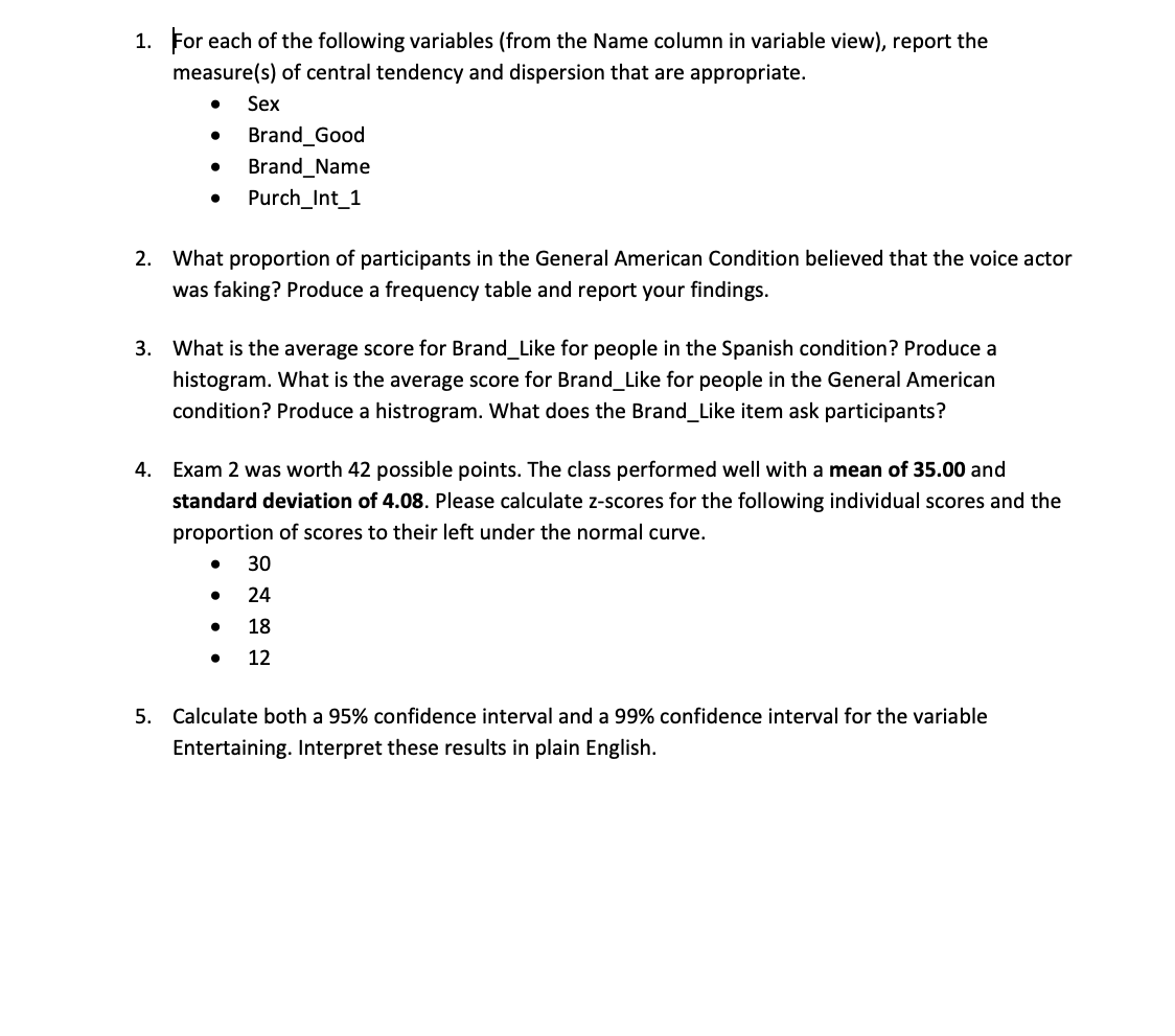 Solved descriptives and frequenciesFor each of the following | Chegg.com