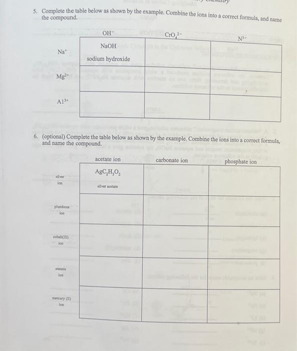 Solved 5. Complete the table below as shown by the example. | Chegg.com