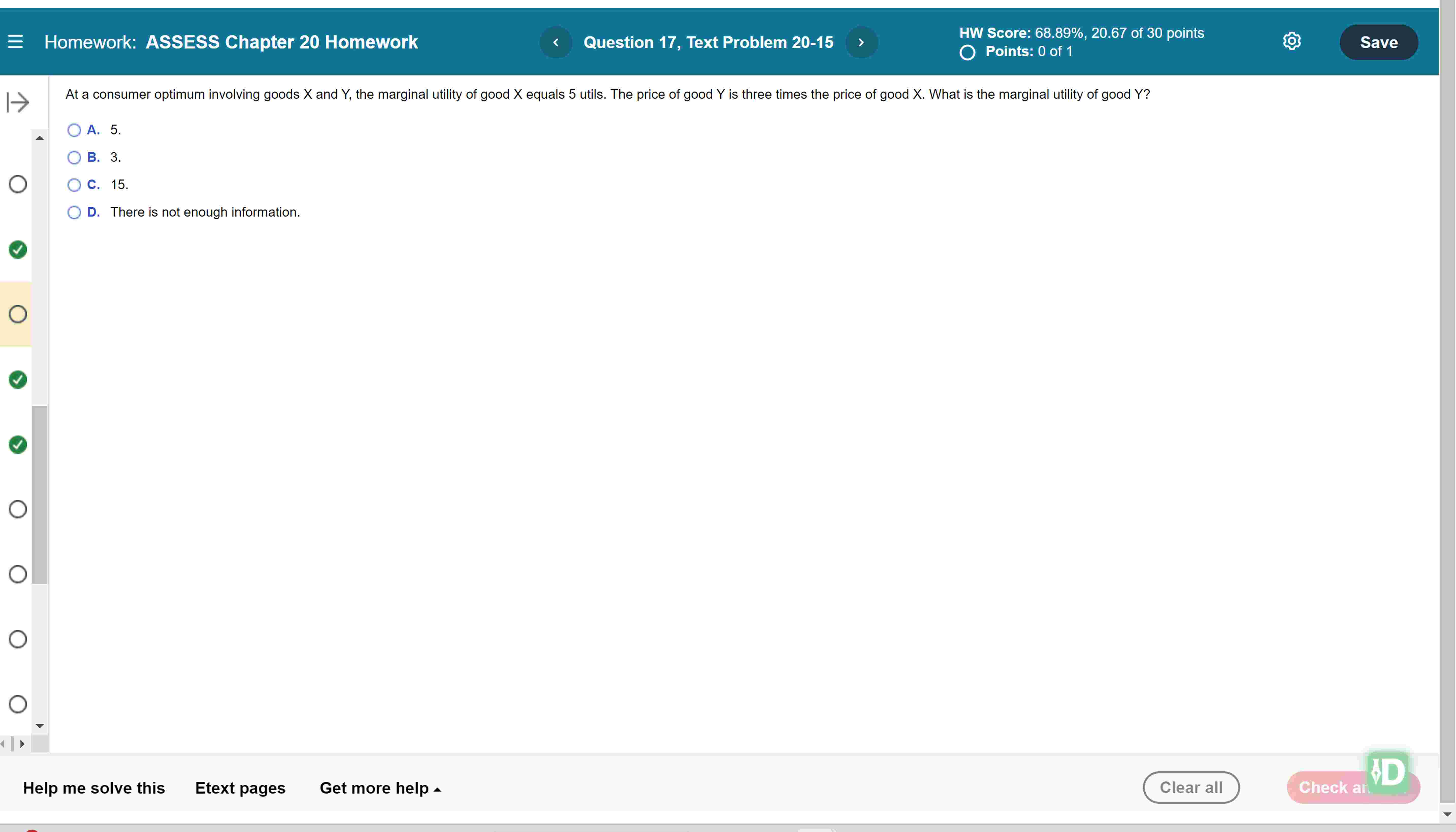 Solved At a consumer optimum involving goods X and ﻿Y, ﻿the | Chegg.com