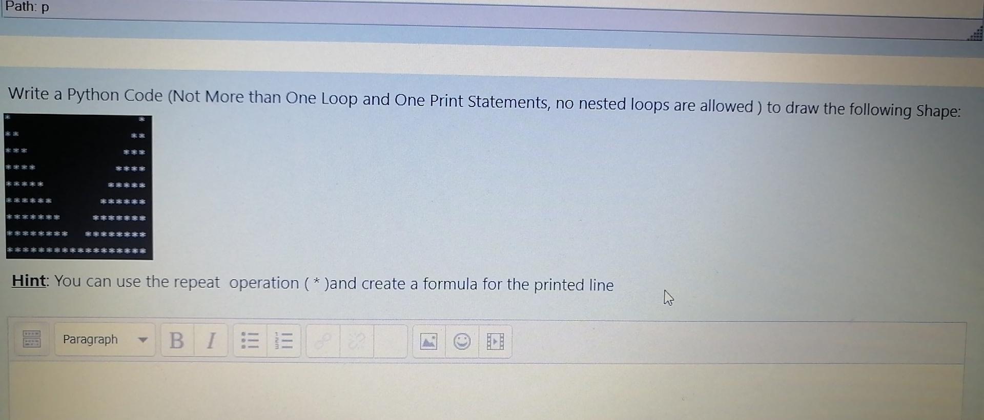 Solved Path: P Write a Python Code (Not More than One Loop | Chegg.com