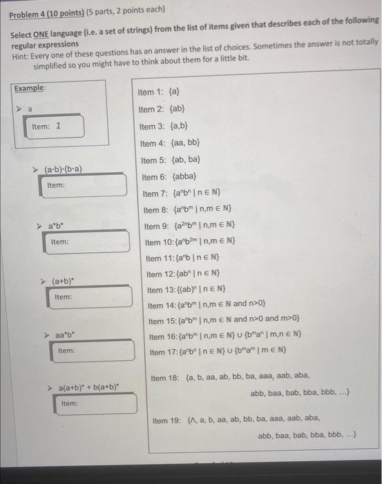 Solved Problem 4 ( 10 points) ( 5 parts, 2 poin Select ONE | Chegg.com