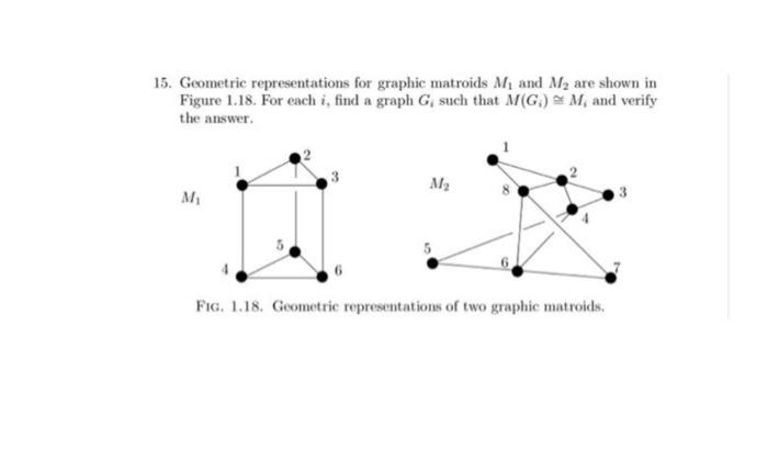 15. Geometric representations for graphic matroids M | Chegg.com