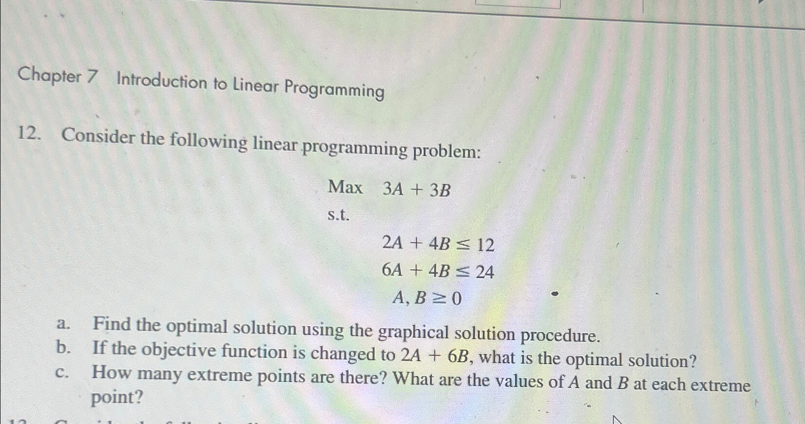 Solved Chapter 7 ﻿Introduction to Linear Programming12. | Chegg.com