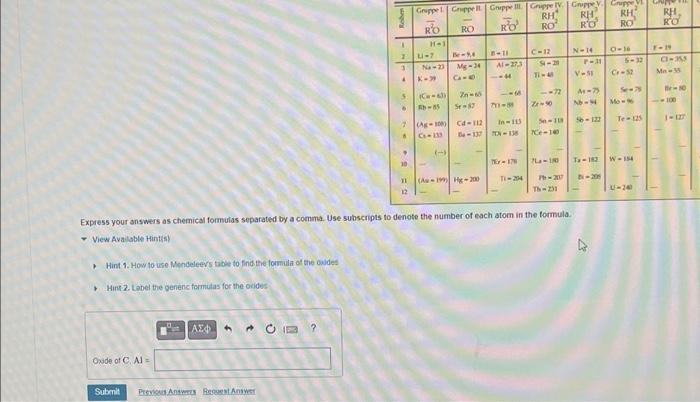 Solved express your answers as chemical formulas separated | Chegg.com