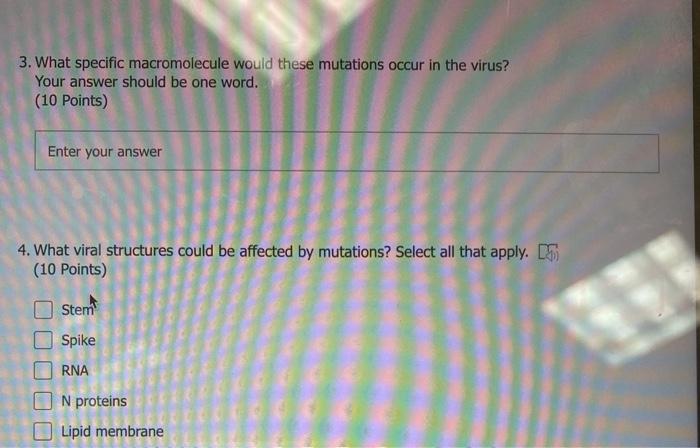 Solved 3. What specific macromolecule would these mutations | Chegg.com