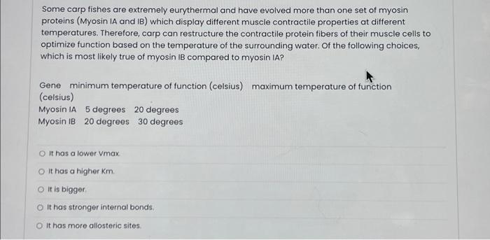Solved Some carp fishes are extremely eurythermal and have | Chegg.com