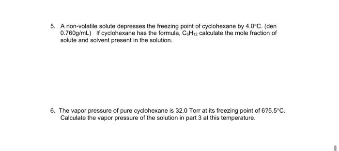 5. A non-volatile solute depresses the freezing point | Chegg.com