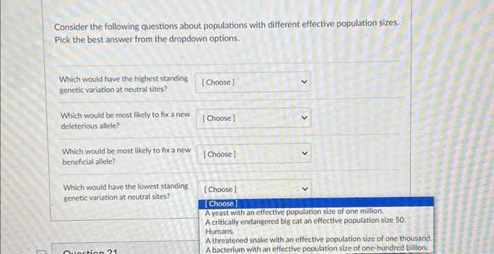 Solved Consider the following questions about populations | Chegg.com