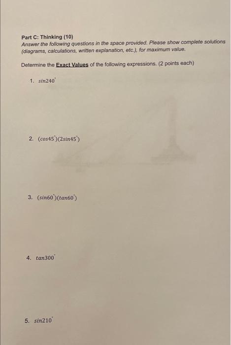 Solved Part C: Thinking (10) Answer the following questions | Chegg.com