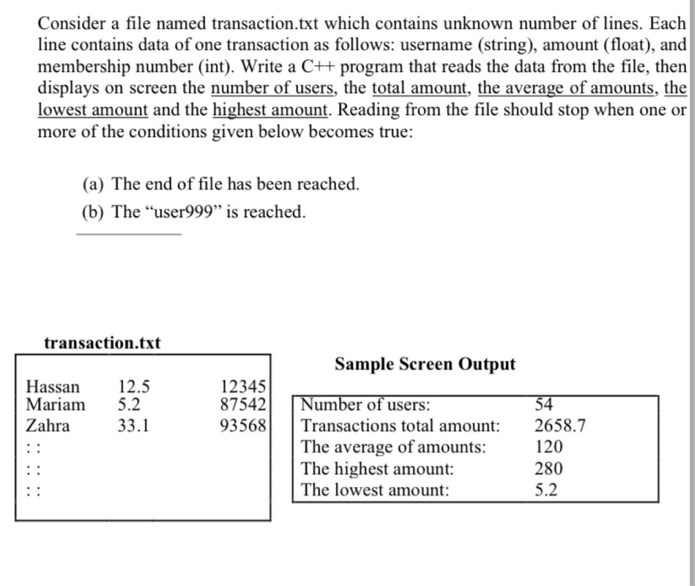 Solved Consider a file named transaction.txt which contains | Chegg.com