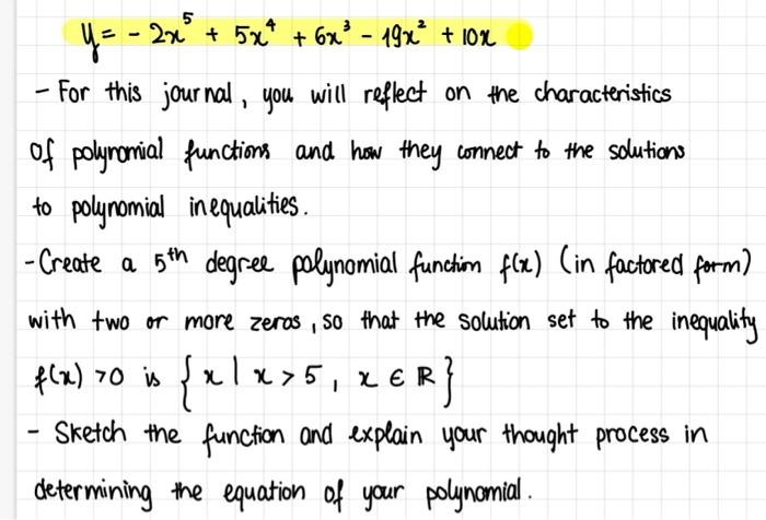 Solved the 5th degree function is at the first line and in | Chegg.com