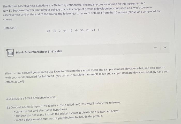 Solved The Rathus Assertiveness Schedule is a 30-item | Chegg.com