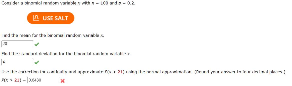 Solved Consider a binomial random variable x ﻿with n=100 | Chegg.com