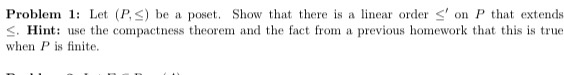 Solved Problem 1: Let (PS) be a poset. Show that there is a | Chegg.com