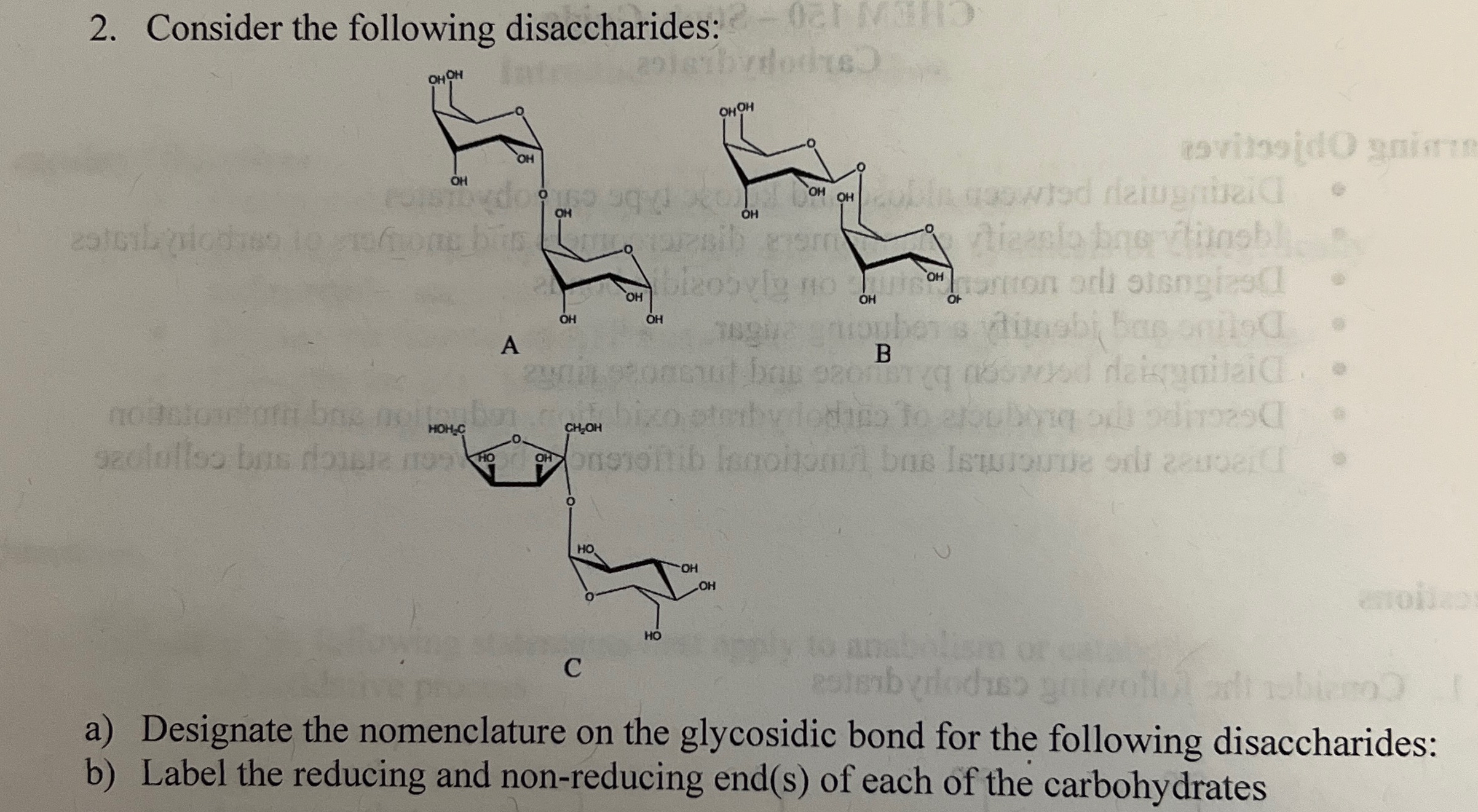 Consider the following disaccharides: a) ﻿Designate | Chegg.com