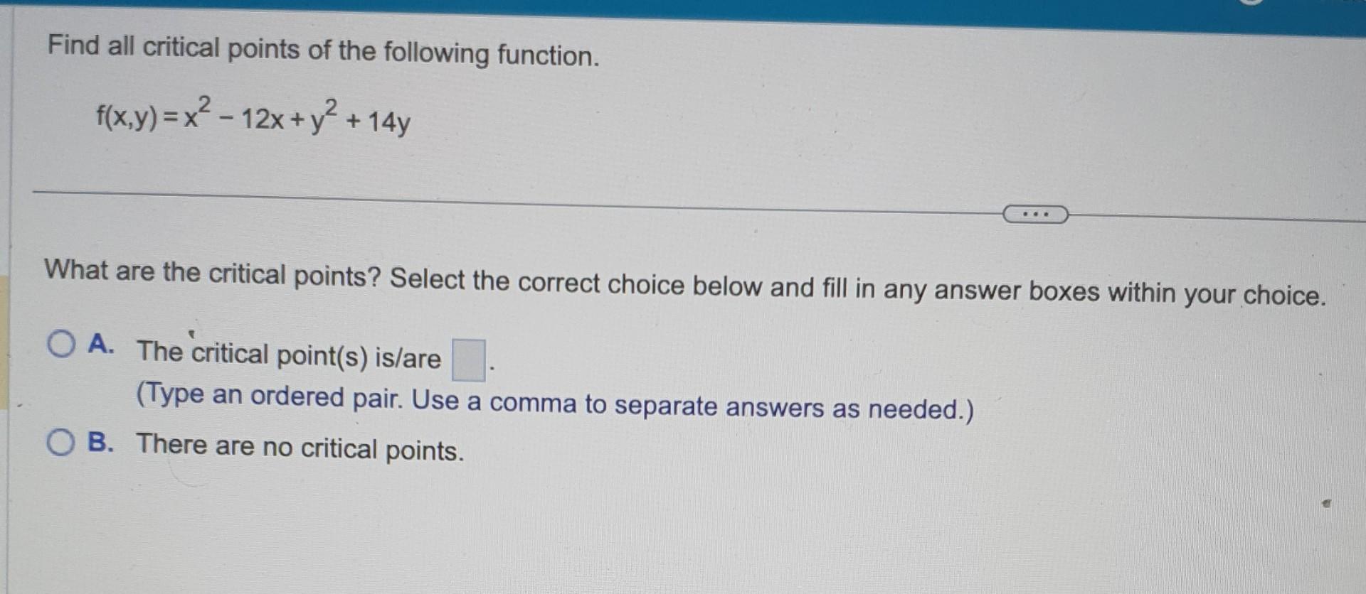 Solved Find All Critical Points Of The Following Function