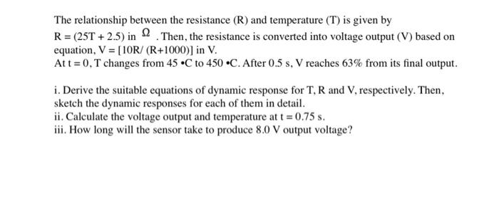 Solved The relationship between the resistance (R) and | Chegg.com
