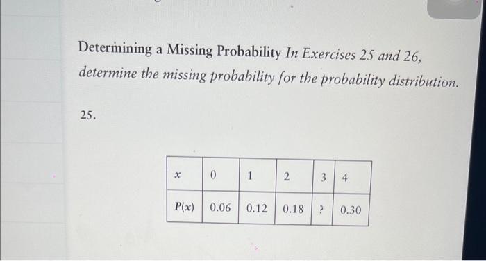 Solved Determining a Missing Probability In Exercises 25 and | Chegg.com