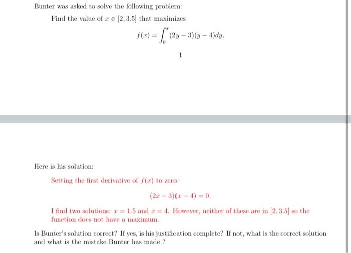 Solved Bunter was asked to solve the following problem: Find | Chegg.com