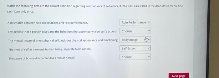 Solved Match the following items to the correct definition | Chegg.com