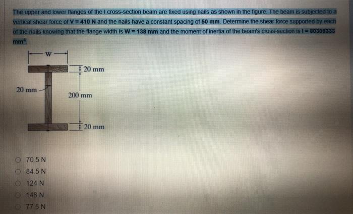 Solved The upper and lower flanges of the l cross-section | Chegg.com