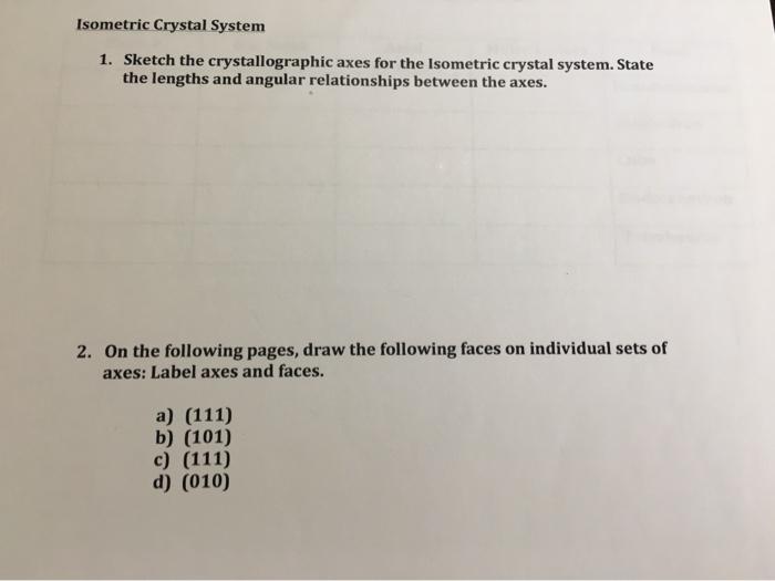 Solved Isometric Crystal System 1. Sketch the | Chegg.com