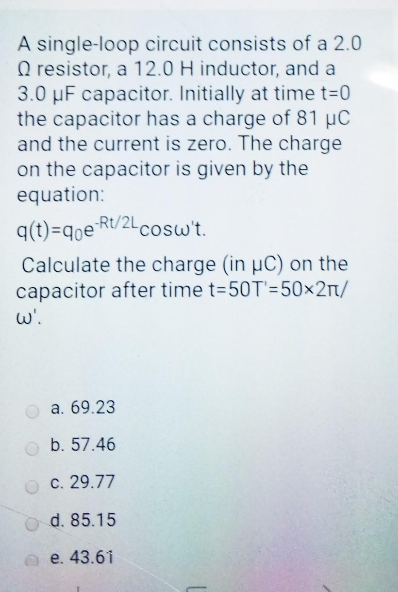 Solved A single-loop circuit consists of a 2.0 O resistor, a | Chegg.com