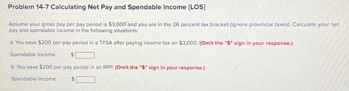 Solved Problem 14-7 Calculating Net Pay and Spendable Income | Chegg.com