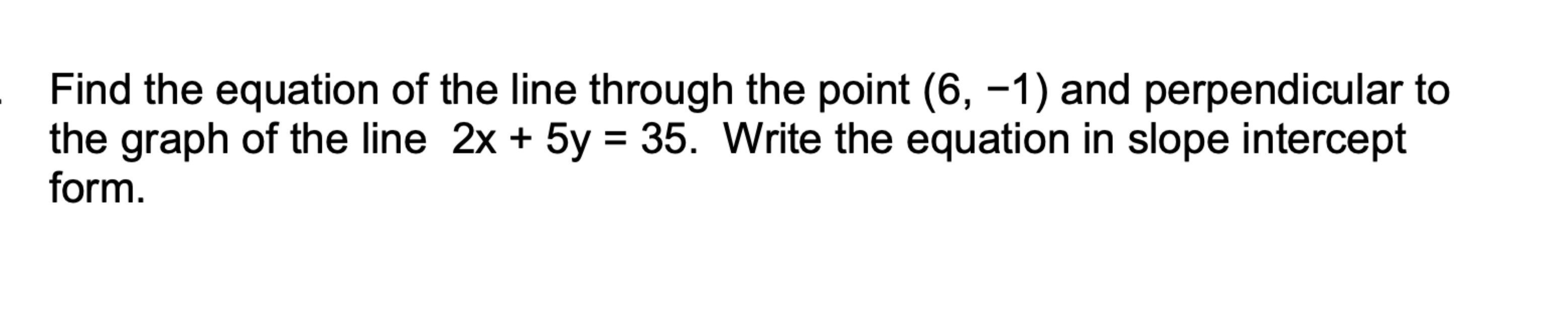 Solved Find the equation of the line through the point | Chegg.com