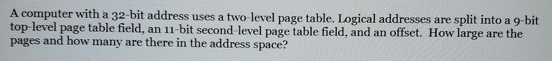 Solved A computer with a 32-bit address uses a two-level | Chegg.com