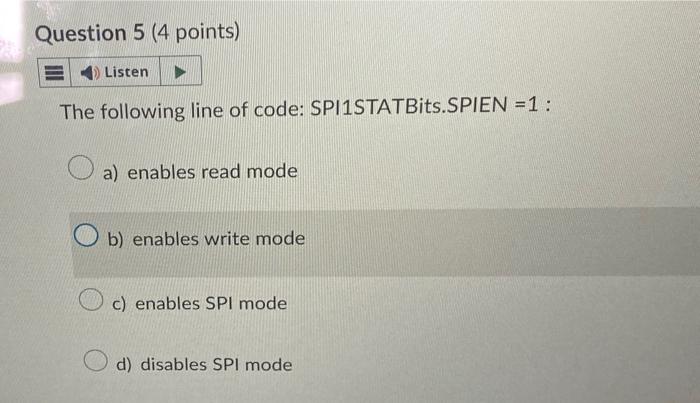 Solved Assume a SPI bus, the master SDO connects to: a) | Chegg.com