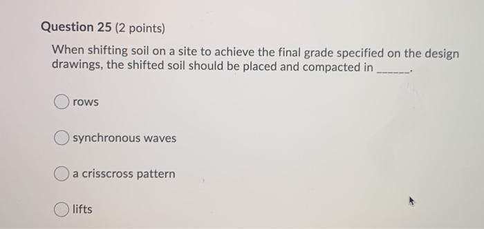 Solved Question 25 (2 points) When shifting soil on a site | Chegg.com