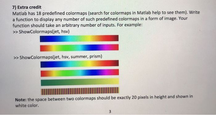 7) Extra credit Matlab has 18 predefined colormaps | Chegg.com