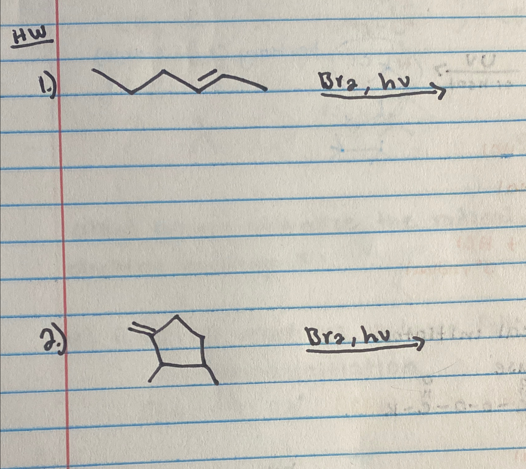 Solved HW1.)→Br2,hv2.)→Bra,hu | Chegg.com