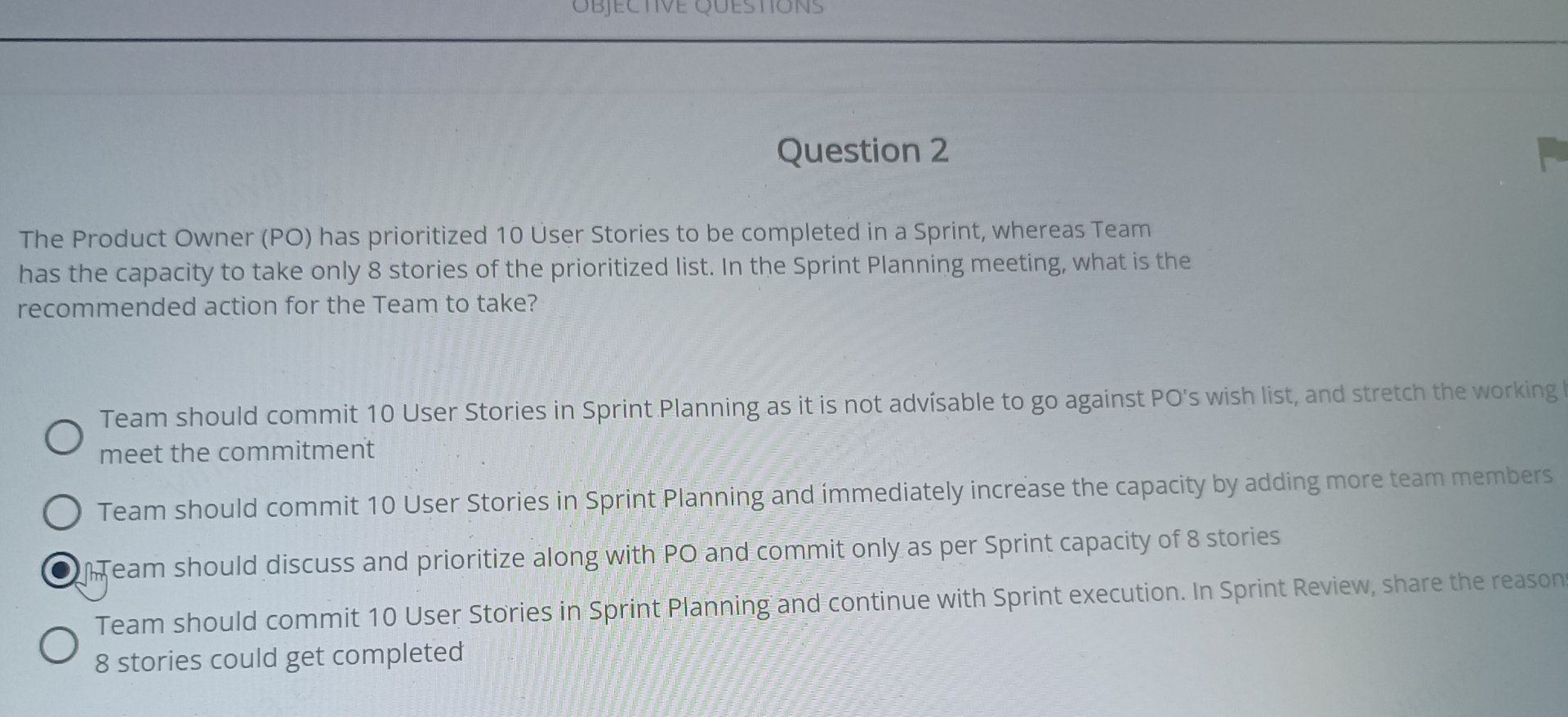 Solved Question 2The Product Owner (PO) ﻿has prioritized 10 | Chegg.com