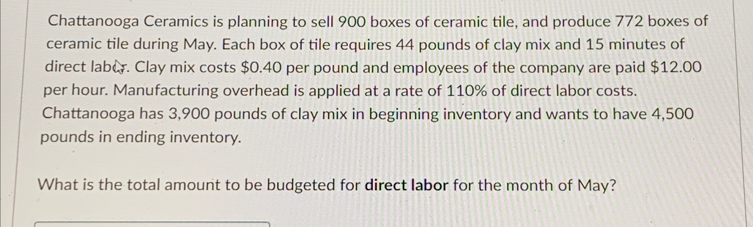 Solved Chattanooga Ceramics is planning to sell 900 ﻿boxes | Chegg.com