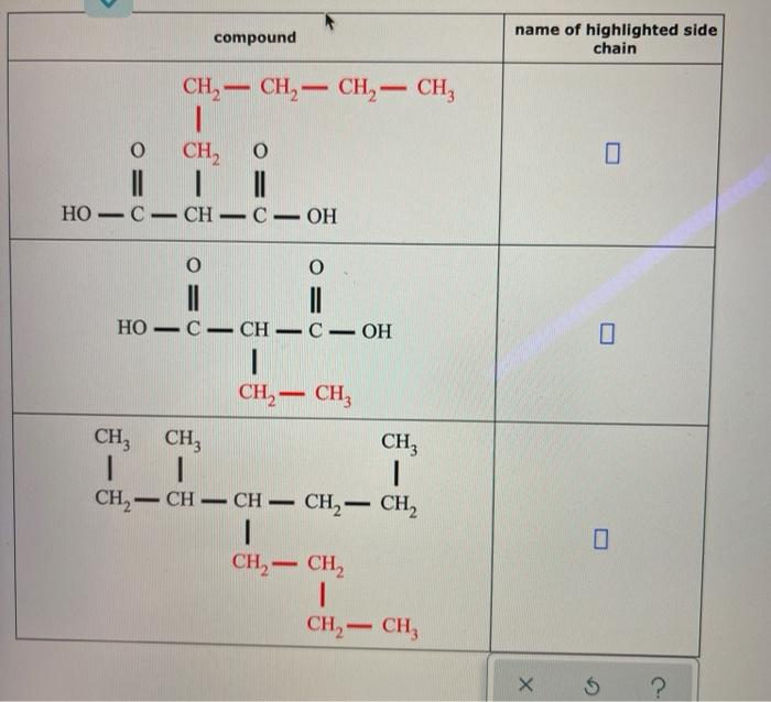 Solved compound name of highlighted side chain CH, — CH2 - | Chegg.com