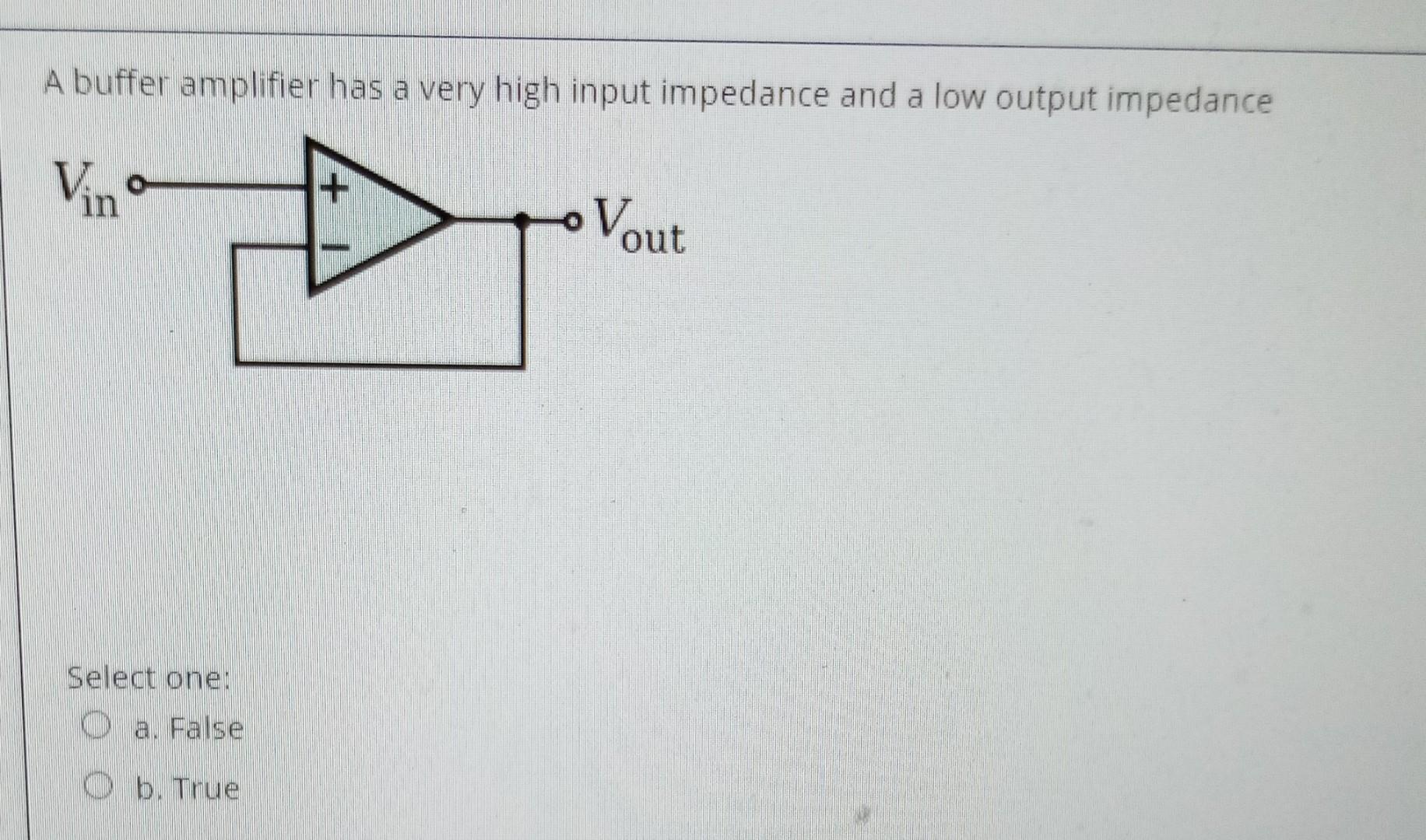 Solved A buffer amplifier has a very high input impedance | Chegg.com