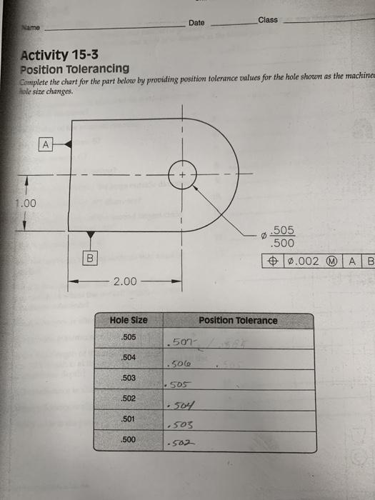 Solved Date Class Name Activity 15-3 Position Tolerancing | Chegg.com Solved Date Class Name Activity 15-3 Position Tolerancing | Chegg.com