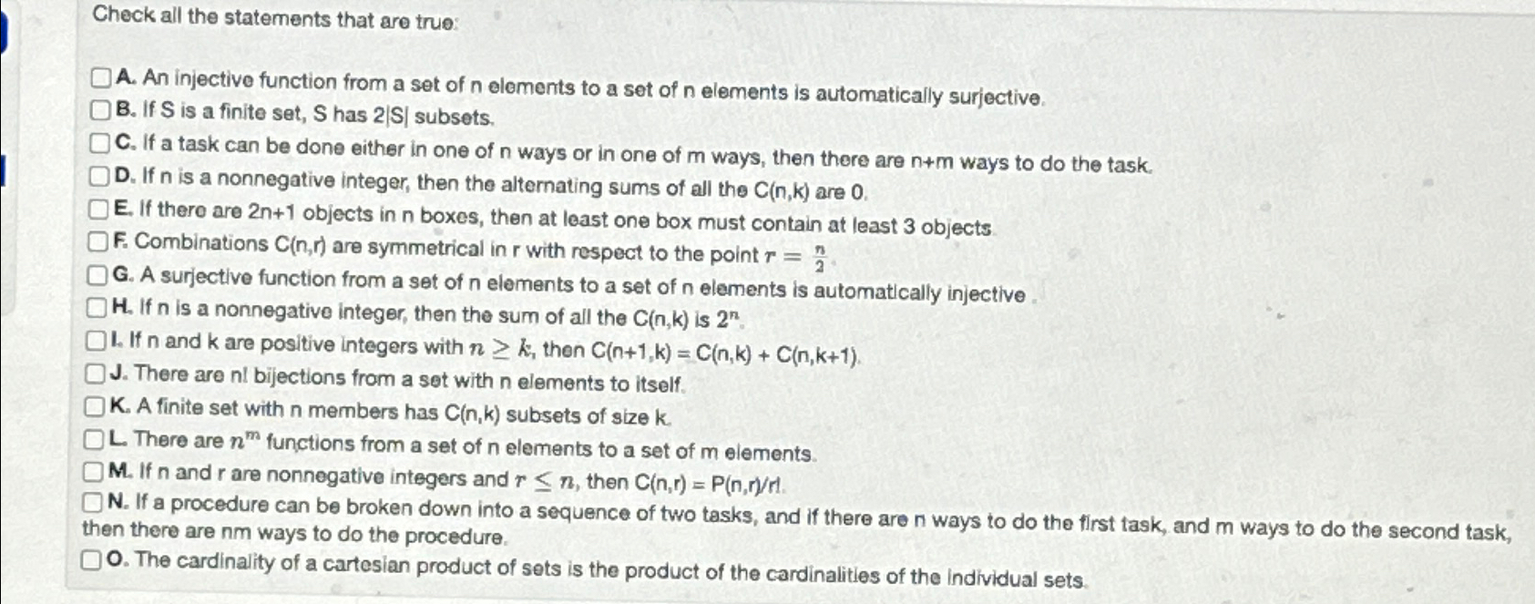 Solved Check all the statements that are true:A. ﻿An | Chegg.com