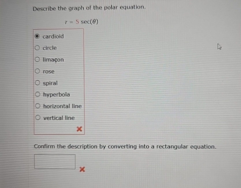 Solved Describe the graph of the polar | Chegg.com