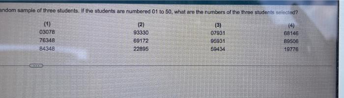 Solved A class has 50 students. Use the third row of digits | Chegg.com