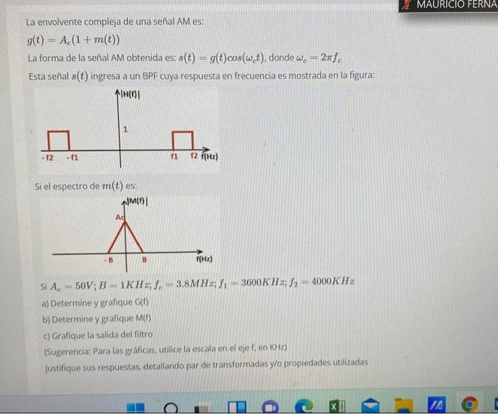 Solved The complex envelope of an AM signal | Chegg.com
