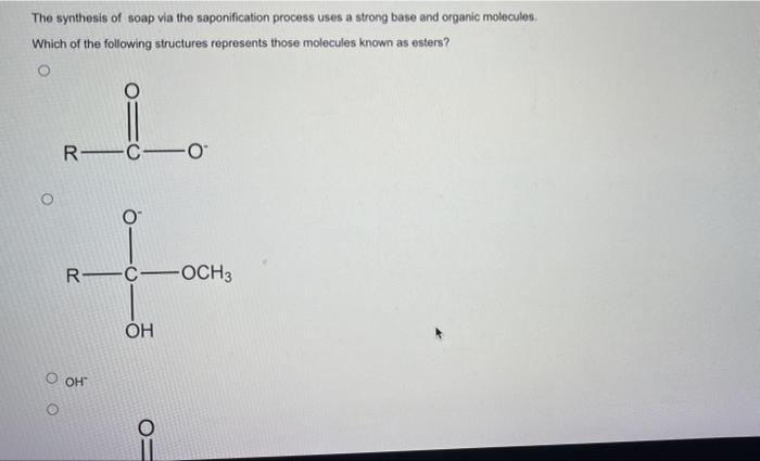 Solved The synthesis of soap via the saponification process | Chegg.com