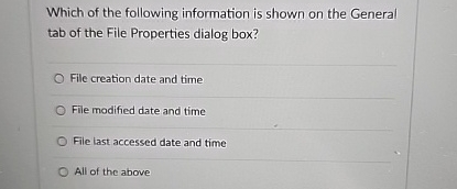 Solved Which of the following information is shown on the | Chegg.com