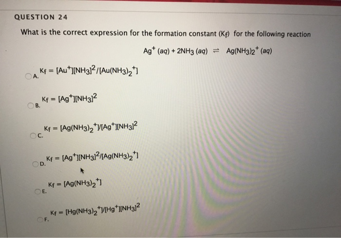 Solved QUESTION 24 What is the correct expression for the | Chegg.com