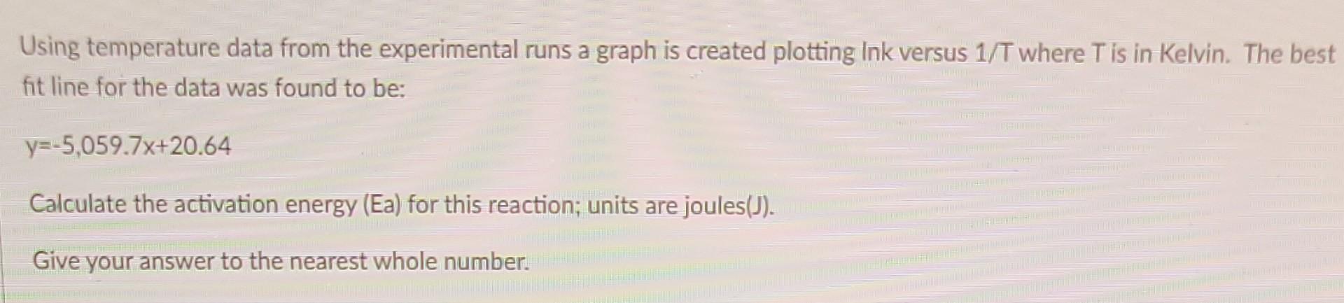 Solved using temperature data from the experimental runs a | Chegg.com